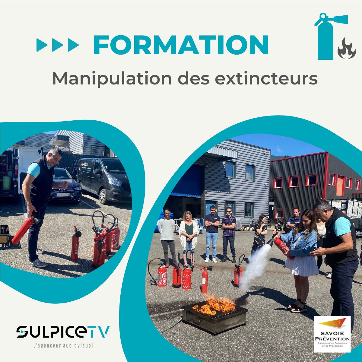 Journée Formation à la manipulation des extincteurs chez SULPICE TV ...